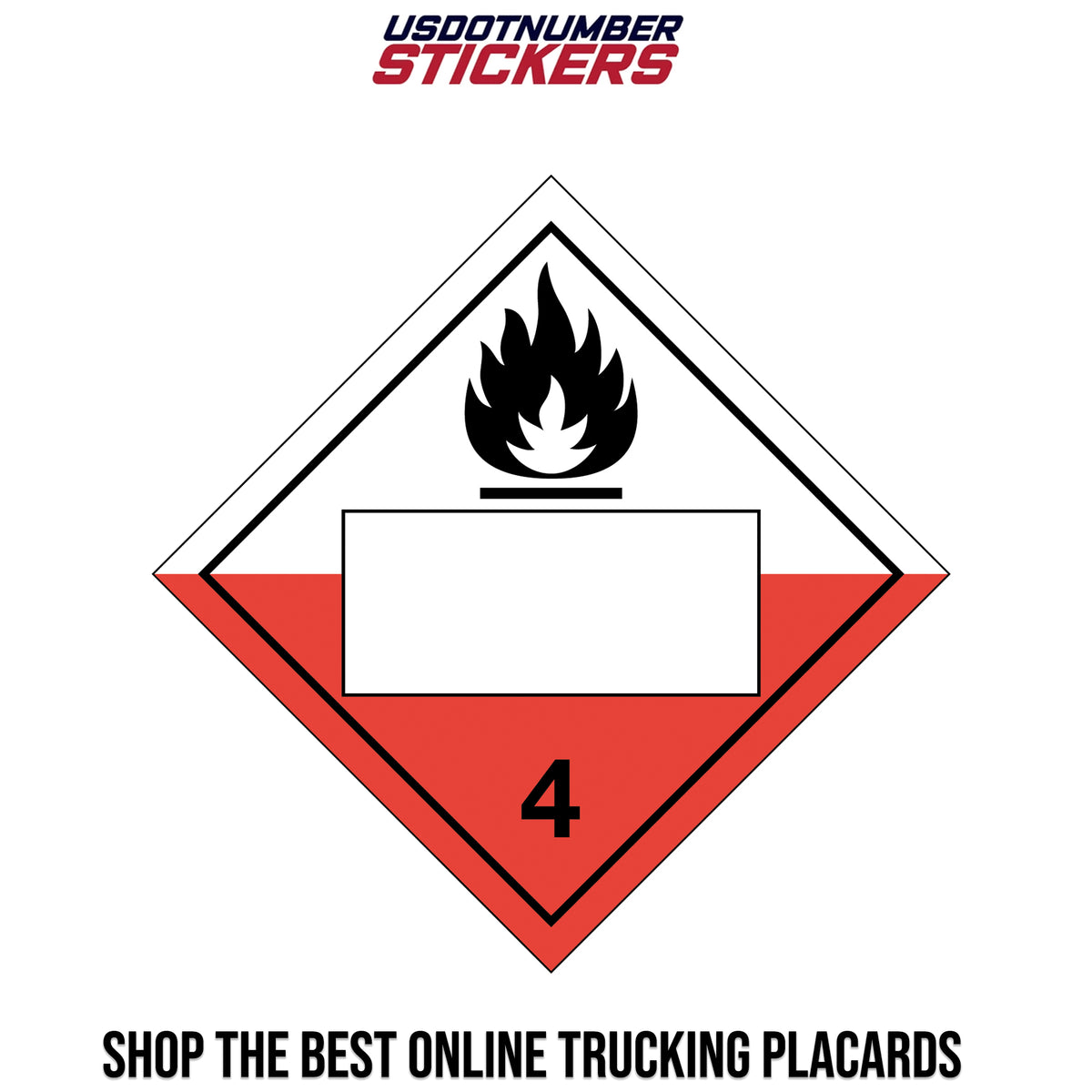 Class 4 Spontaneously Combustible Blank Placard – USDOT NUMBER STICKERS