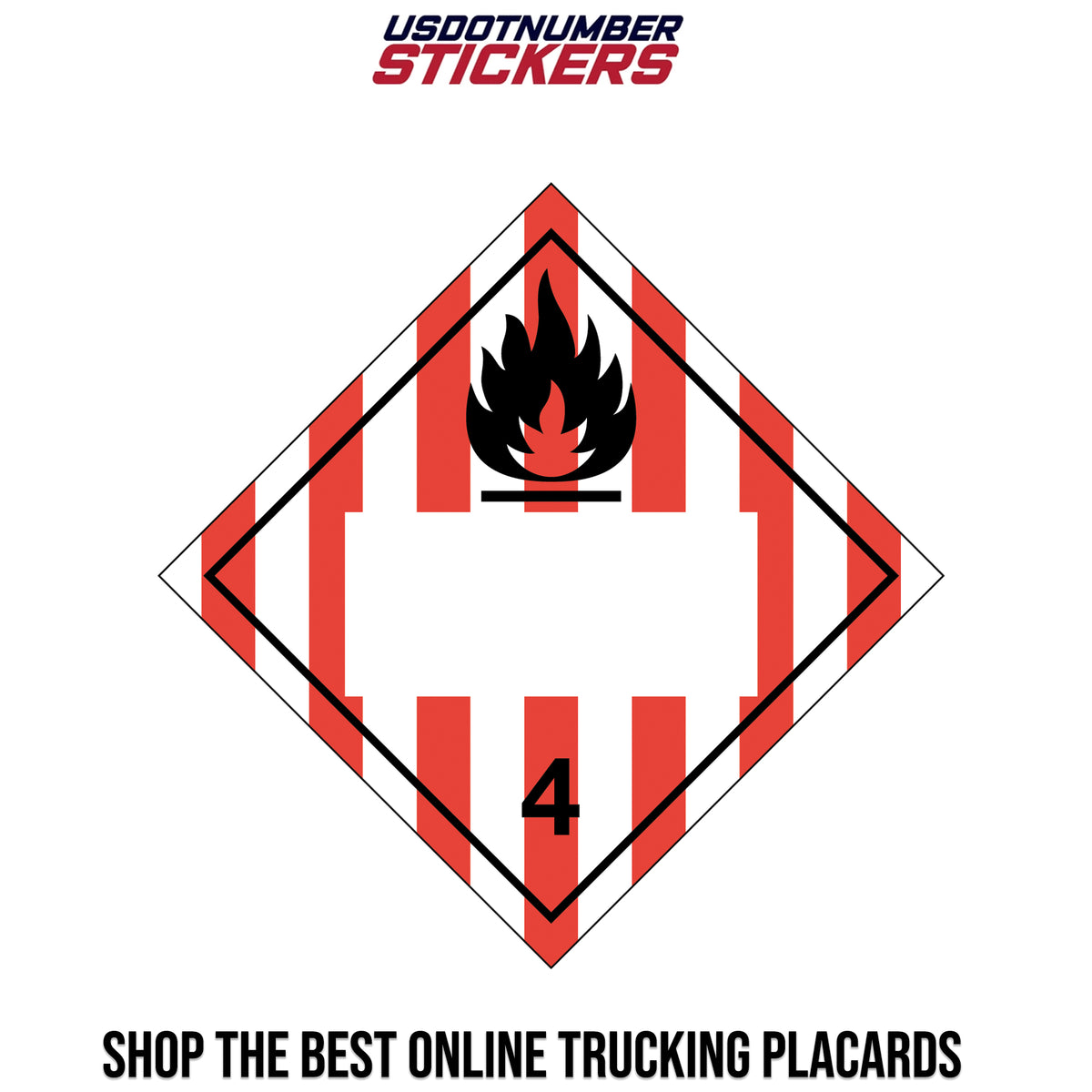 Class 4 Flammable Solid Blank Placard – USDOT NUMBER STICKERS
