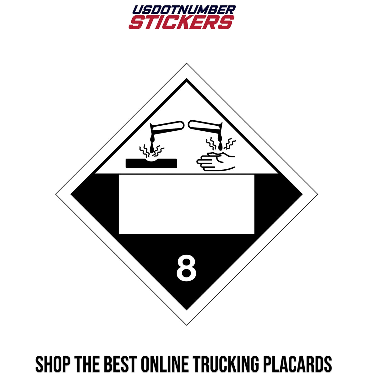 Class 8 Corrosive Blank Placard – USDOT NUMBER STICKERS