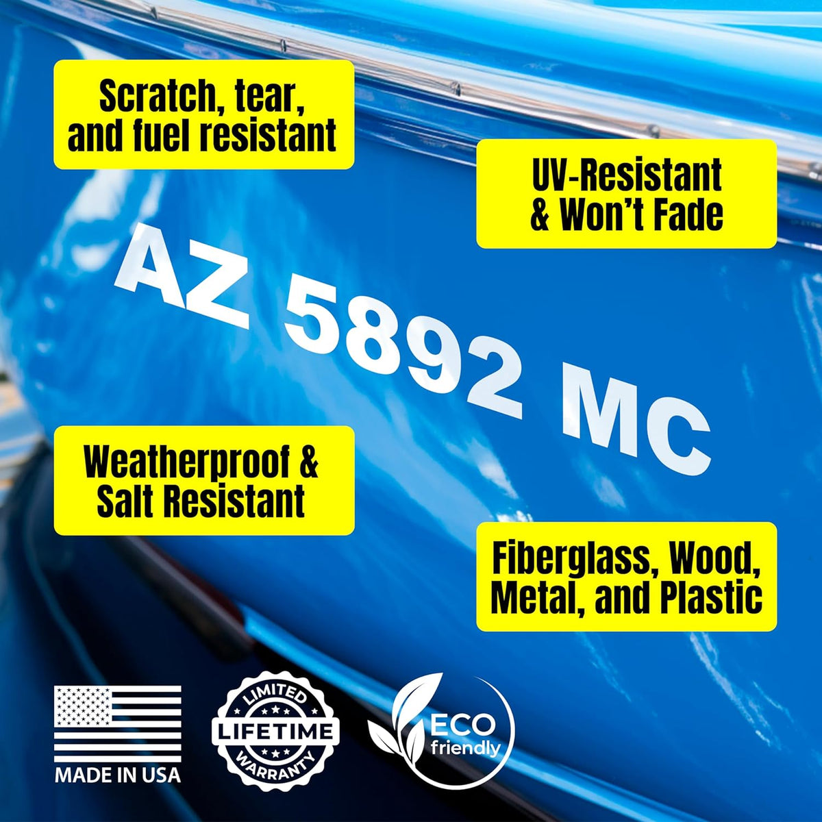 Custom Boat Vessel Registration Number Sticker Decal Lettering (Set of ...