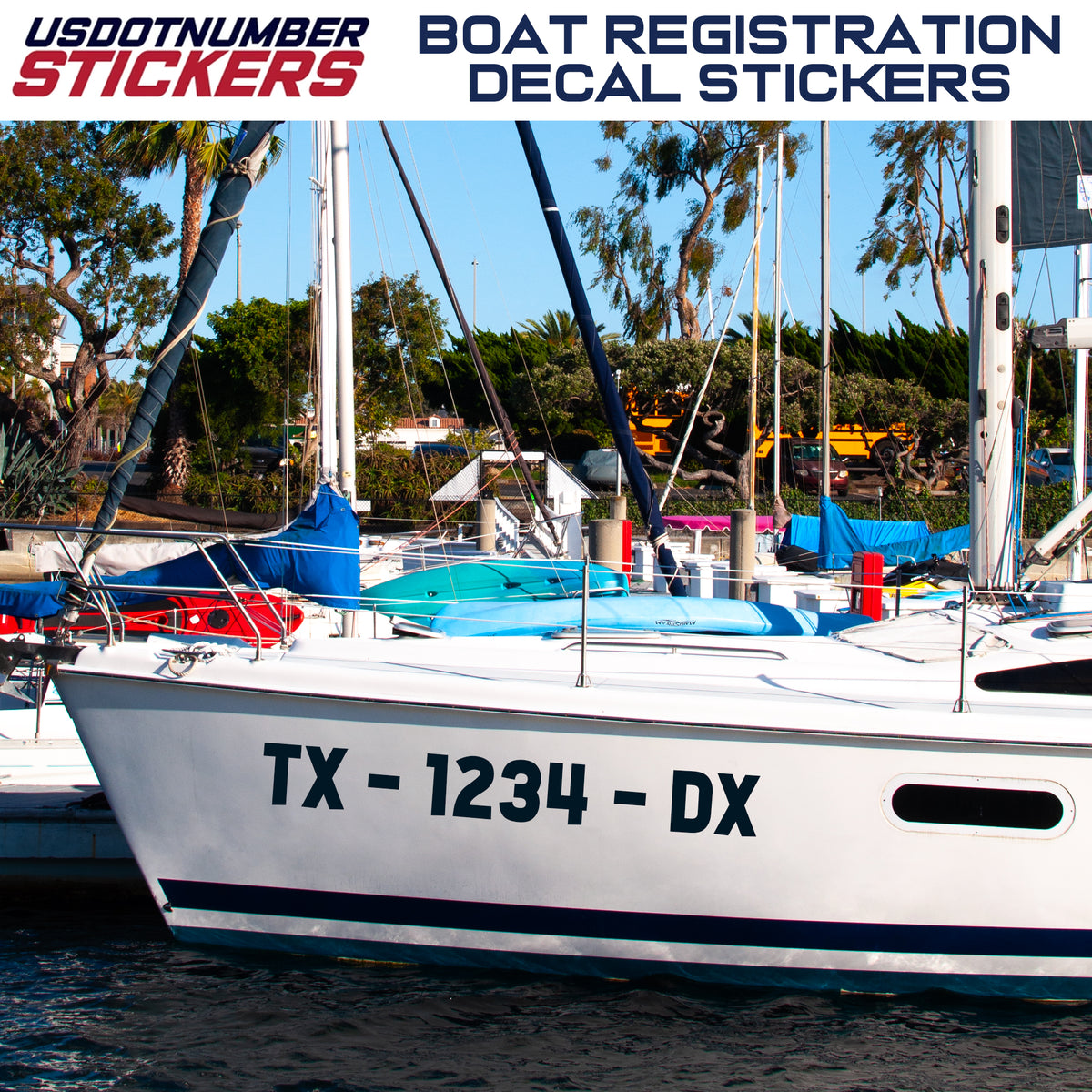 Boat Vessel Registration Number Sticker Decal Lettering (Set of 2 ...