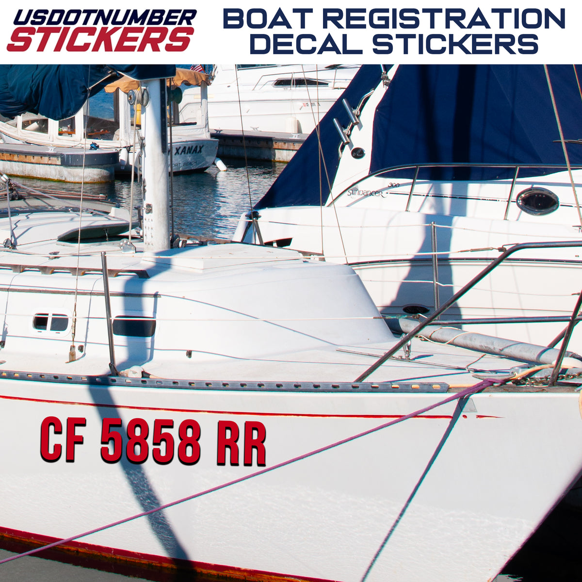 Custom Boat Vessel Registration Number Sticker Decal Lettering (Set of ...
