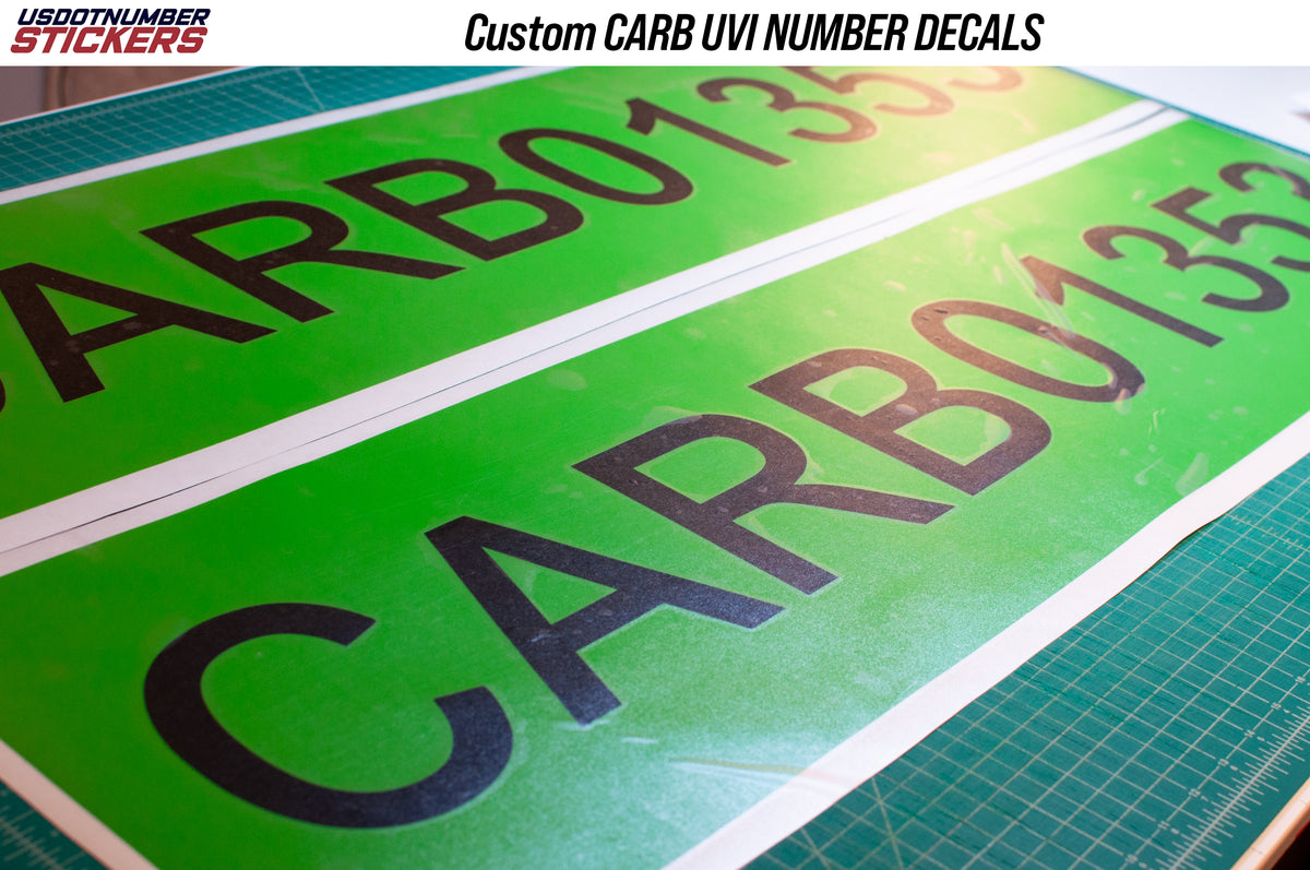 CARB ARB UVI LABEL DECAL STICKER LETTERING (Set of 2) – USDOT NUMBER ...