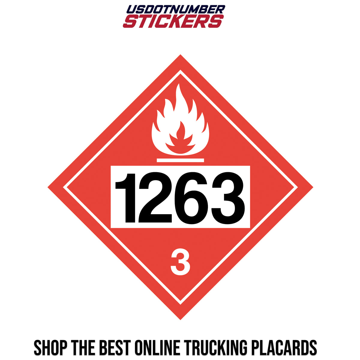 Class 3 Flammable Liquid UN #1263 Placard – USDOT NUMBER STICKERS