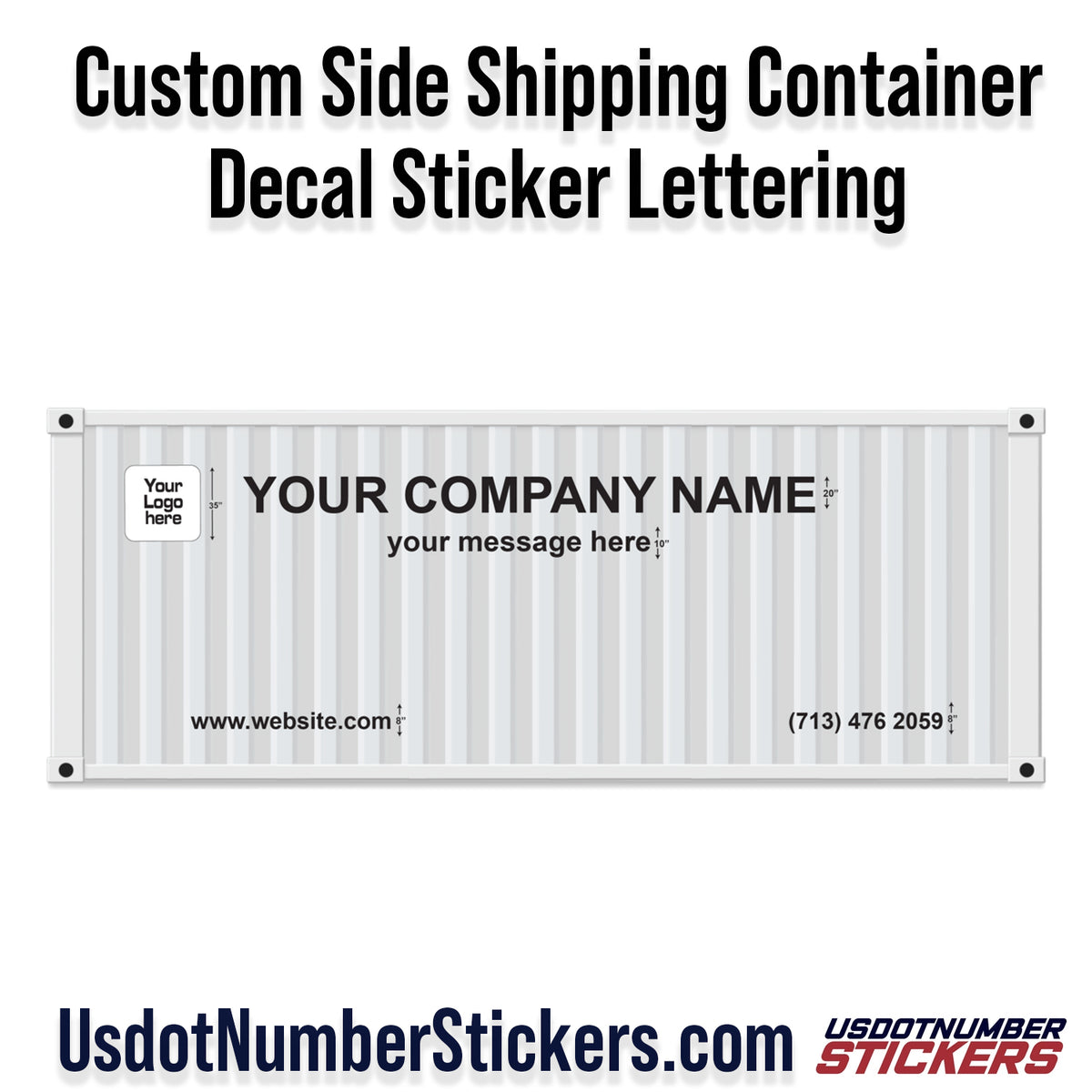 Custom Side Shipping Container Decal Sticker Lettering – USDOT NUMBER ...