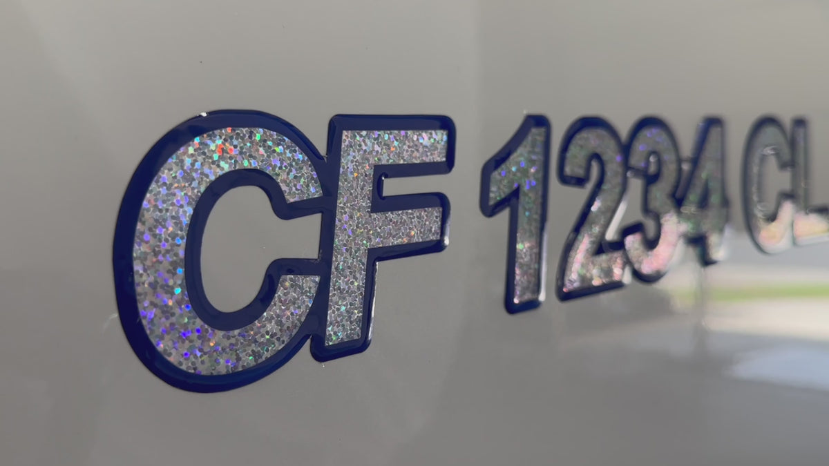 Metallic Two Color Domed Raised 3D Custom Boat Vessel Registration Num ...