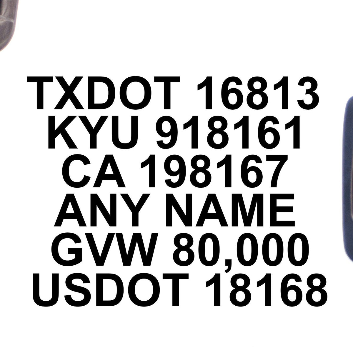 6 Line Truck Regulation Decal (Set of 2) – USDOT NUMBER STICKERS