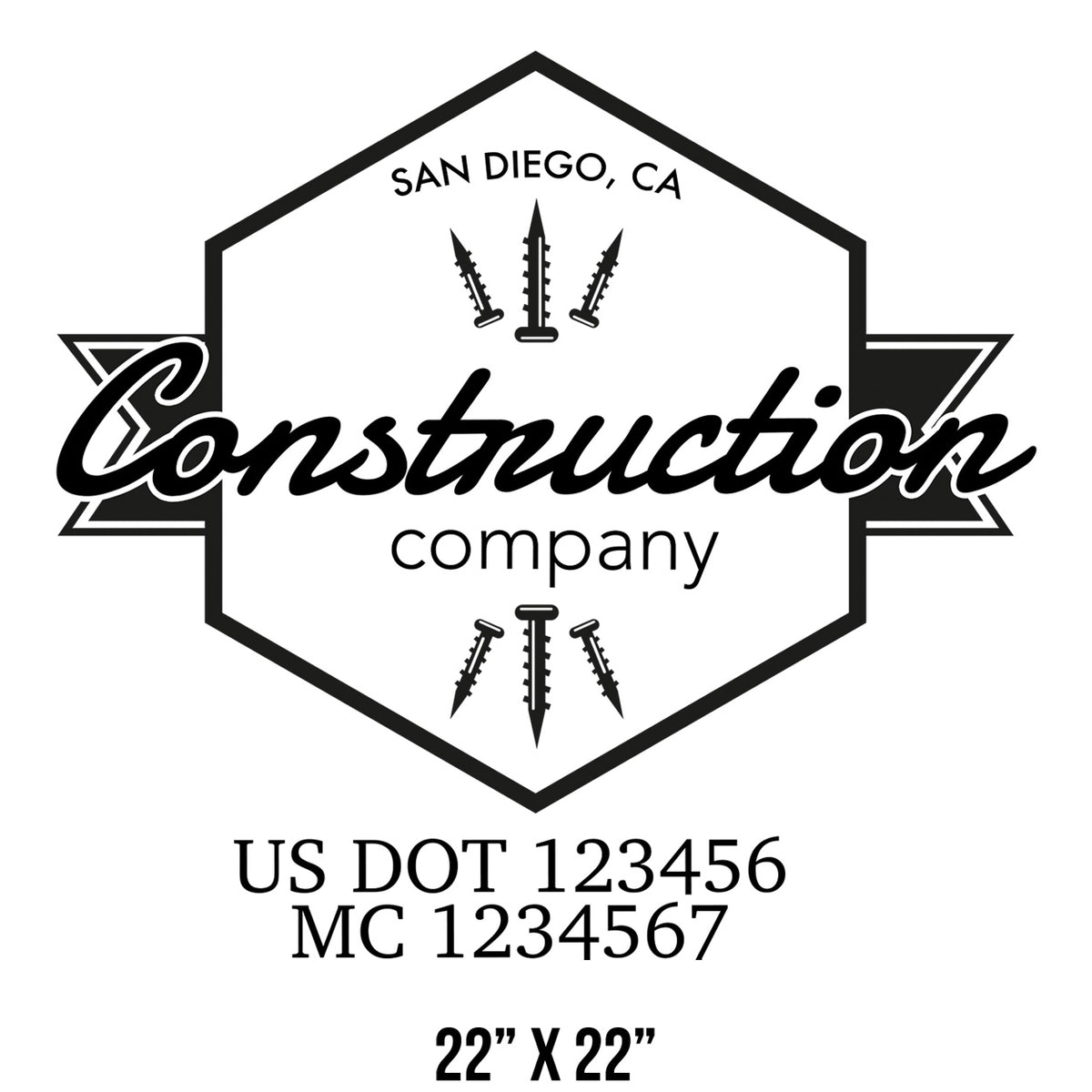 Company Name Truck Decal with 2 Regulation Lines, USDOT (Set of 2 ...