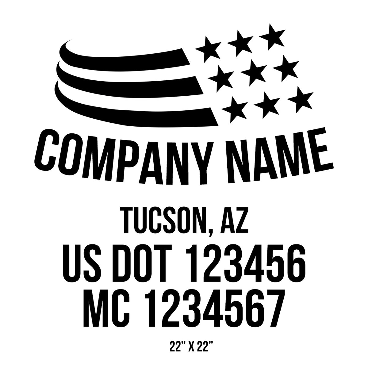 Company Name + 2 Regulation Lines Decal, USDOT (Set of 2) – USDOT ...