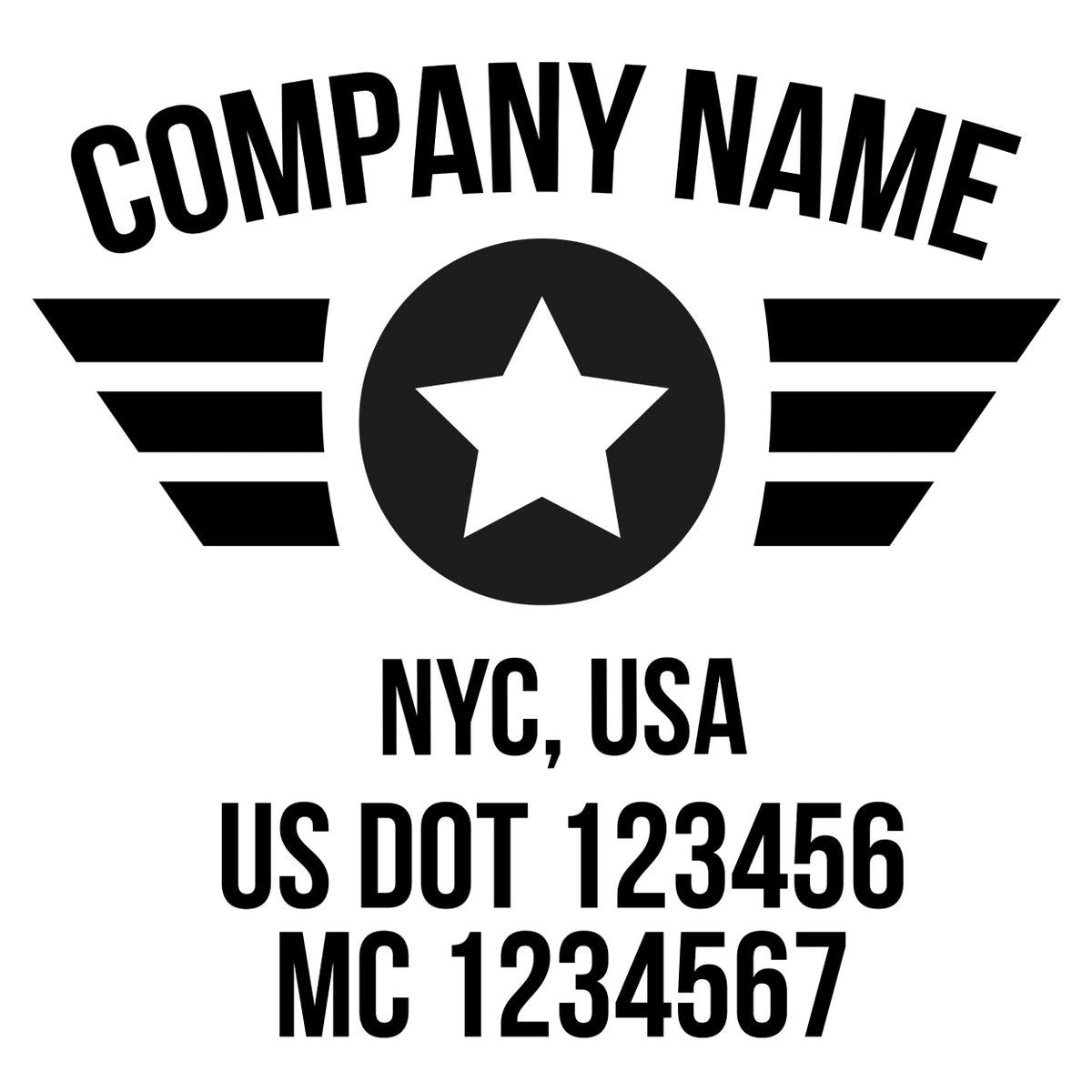 Company Name + 2 Regulation Lines Decal, USDOT (Set of 2) – USDOT ...