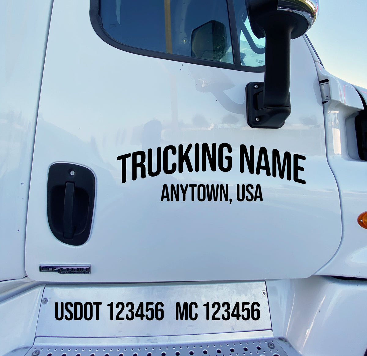 Arched Trucking Company Name with USDOT & MC Lettering Decal (Set of 2 ...
