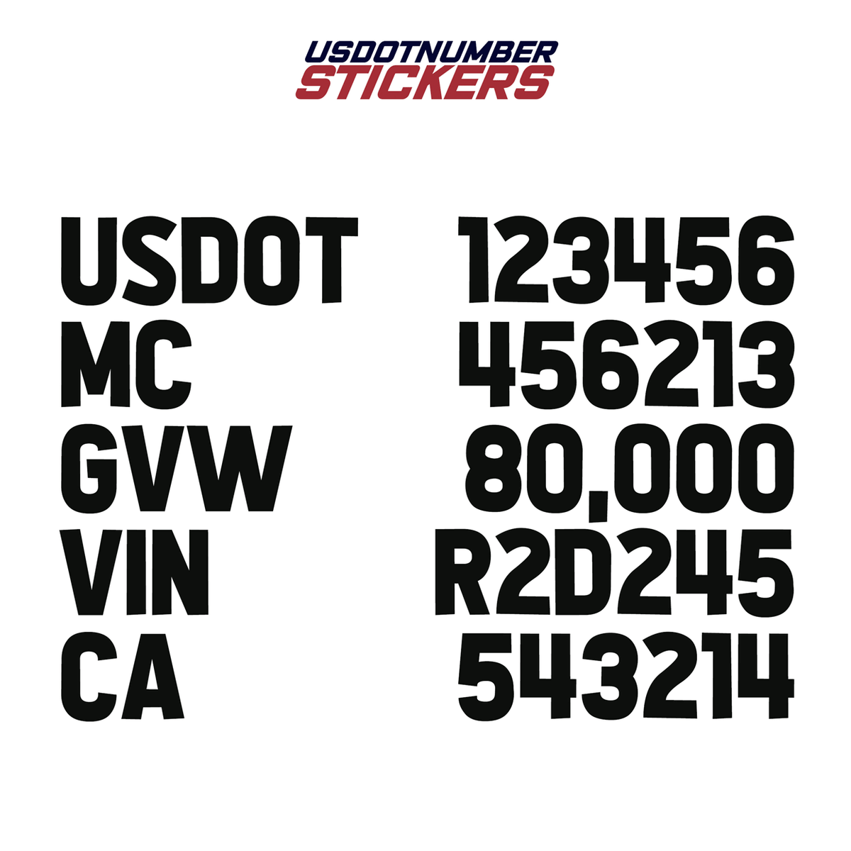 Spaced 5 Line Truck Regulation Decal, USDOT (Set of 2) – USDOT NUMBER ...