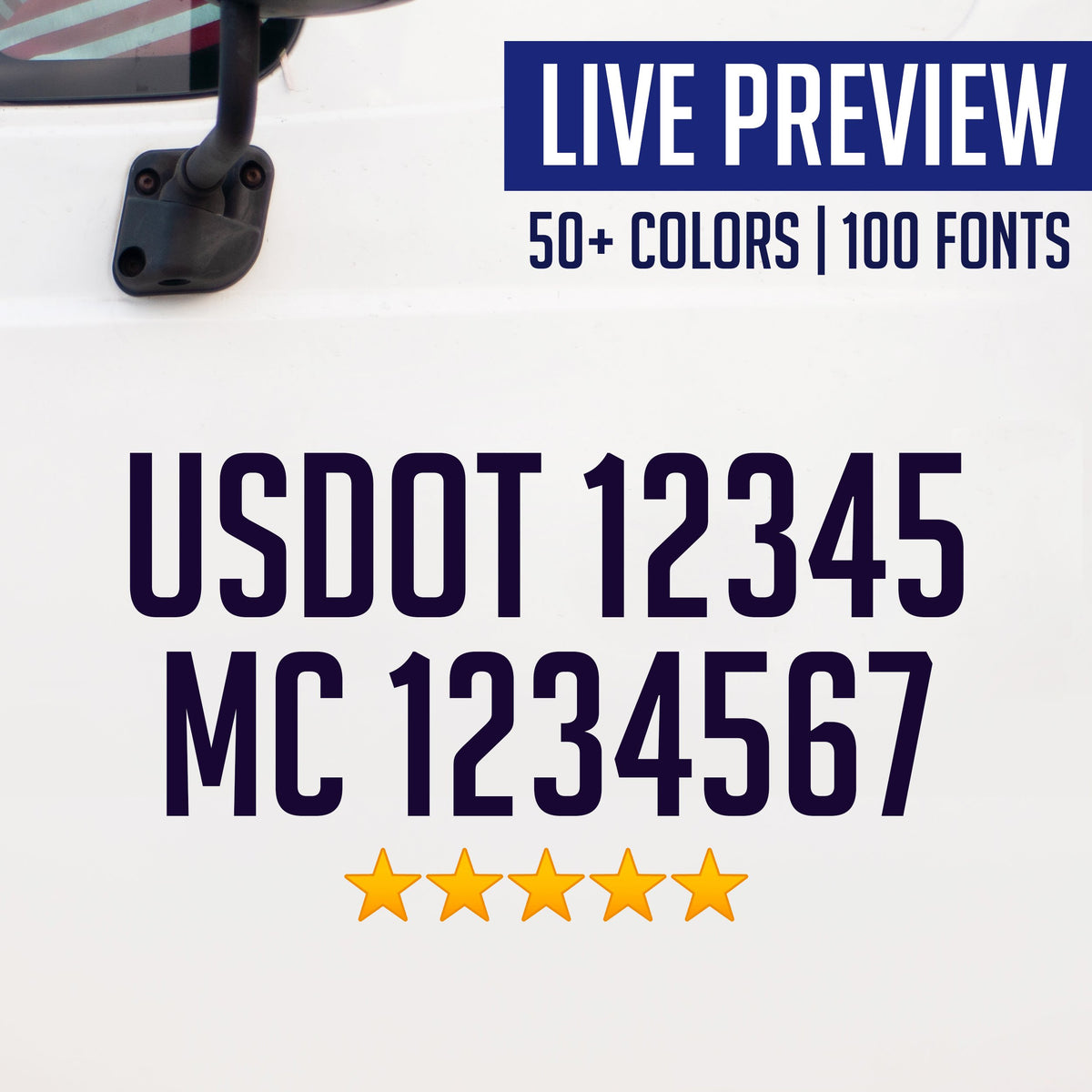 USDOT & MC Truck Decal Sticker (Live Preview) Set of 2 – USDOT NUMBER ...
