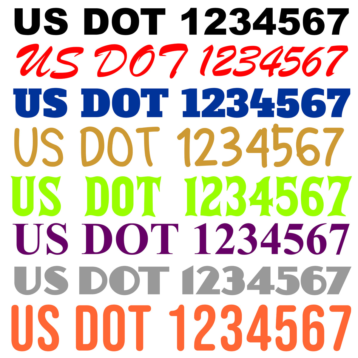 USDOT Registration Truck Number Lettering Decal Sticker (Set of 2 ...