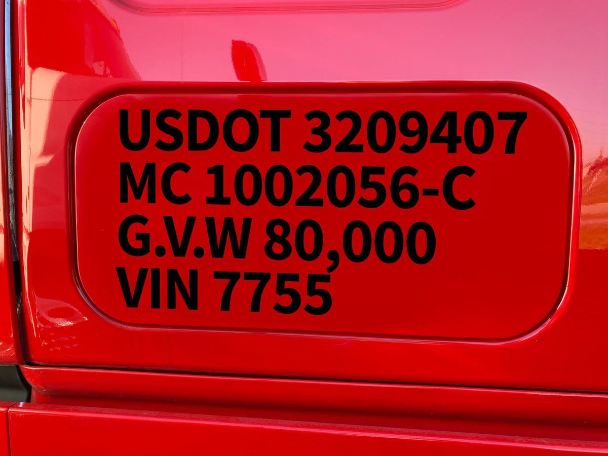 USDOT Truck Cab Number Set, Custom Prespaced on Decal Sheet – USDOT ...